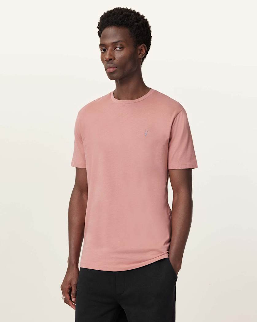 Brace Brushed Cotton Crew Neck T-Shirt CLEO PINK | ALLSAINTS